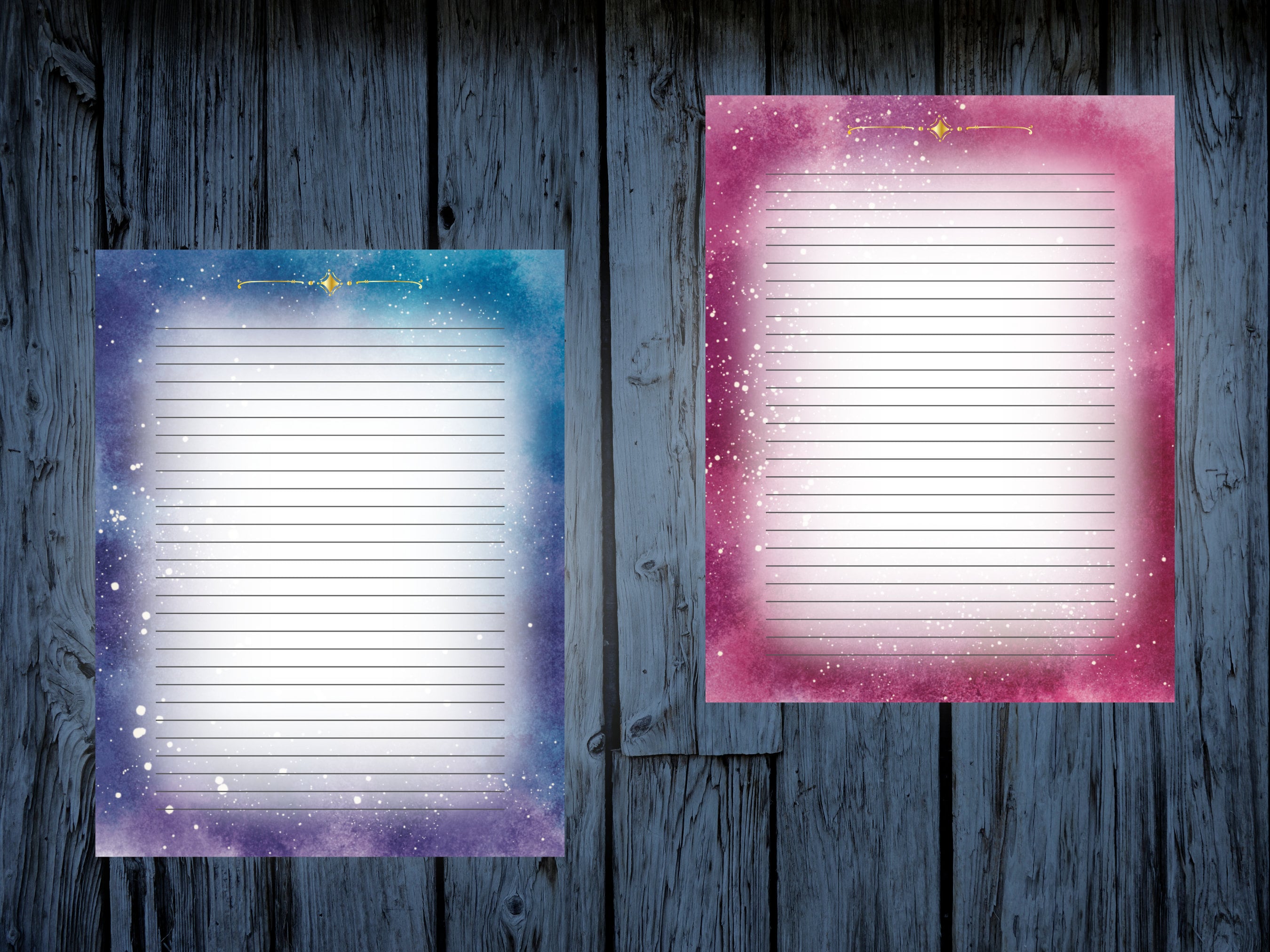 10 Printable Galaxy Writing Paper | Digital Download | Lined and ...