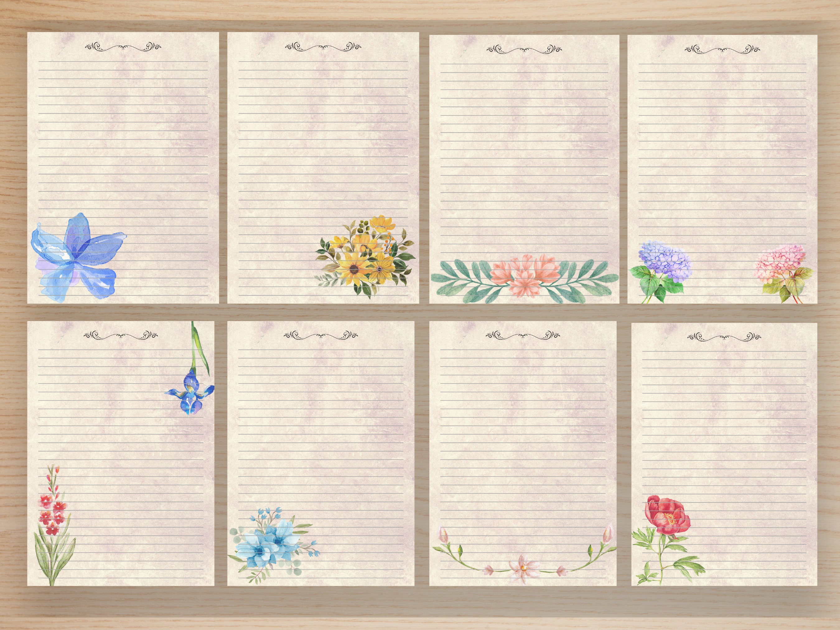 20+ Vintage Floral Pages | Printable | Digital Download | Lined ...