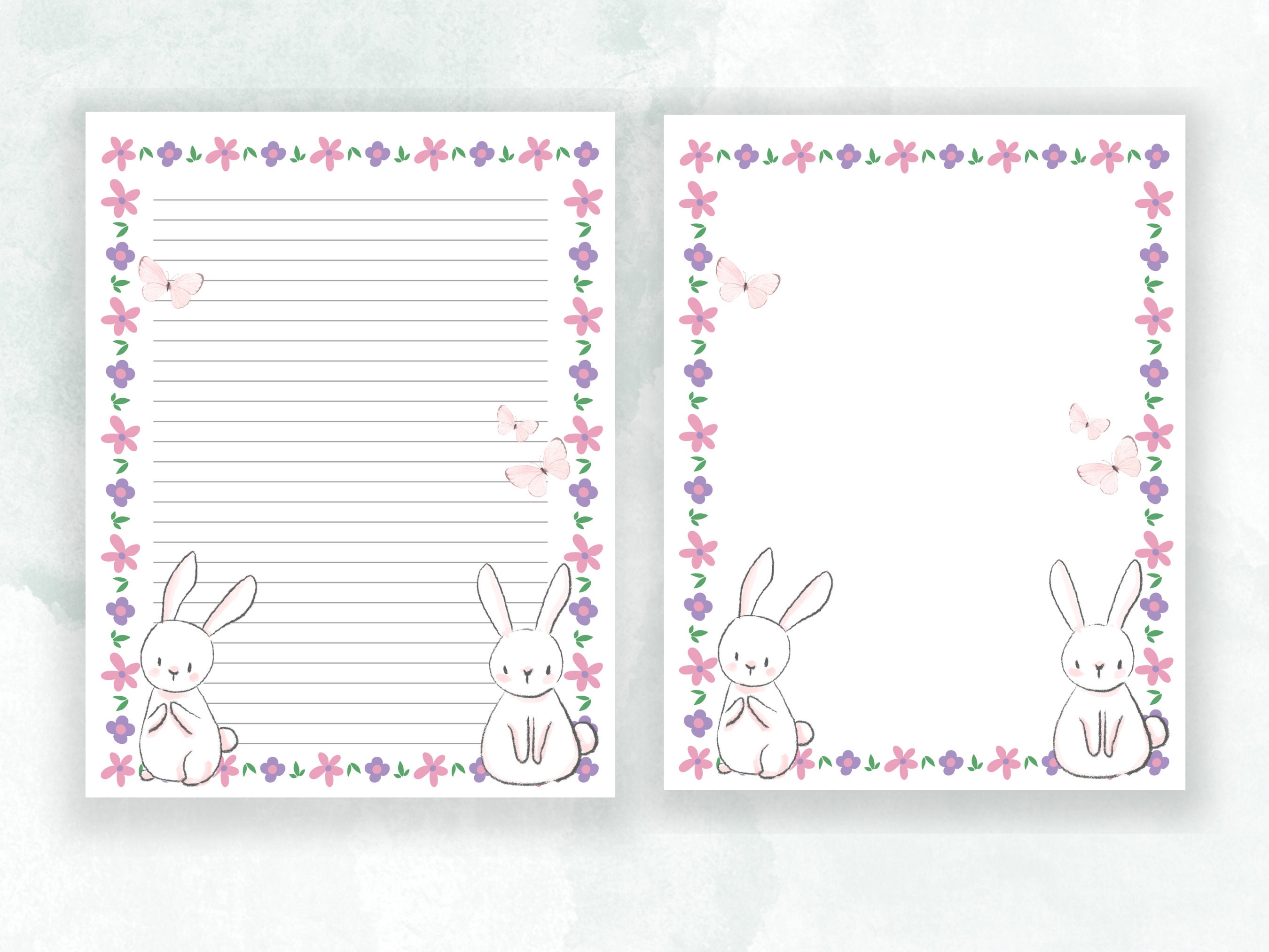 Spring Bunnies Writing Paper | Stationary Set | Digital Download ...