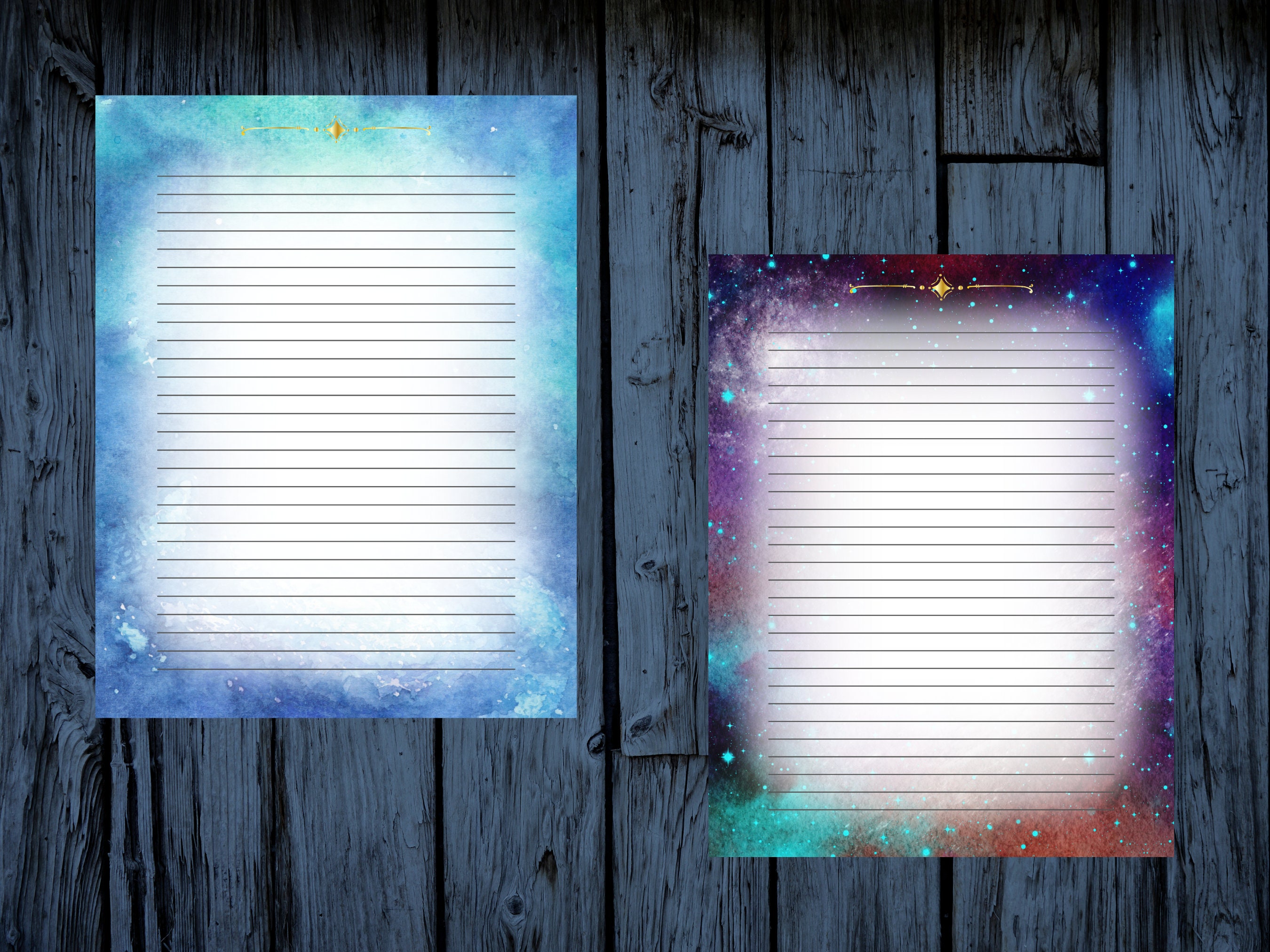 10 Printable Galaxy Writing Paper | Digital Download | Lined and ...