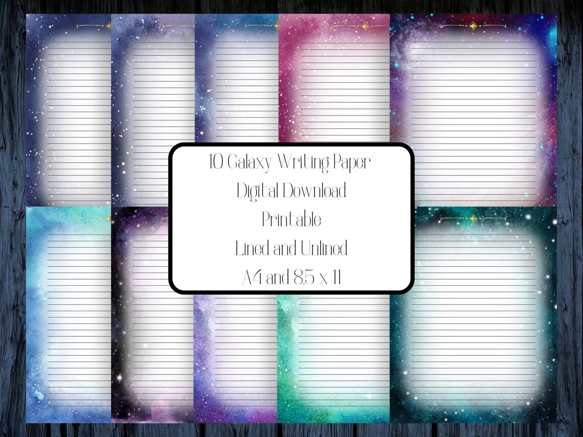 10 Printable Galaxy Writing Paper Digital Download Lined - Etsy