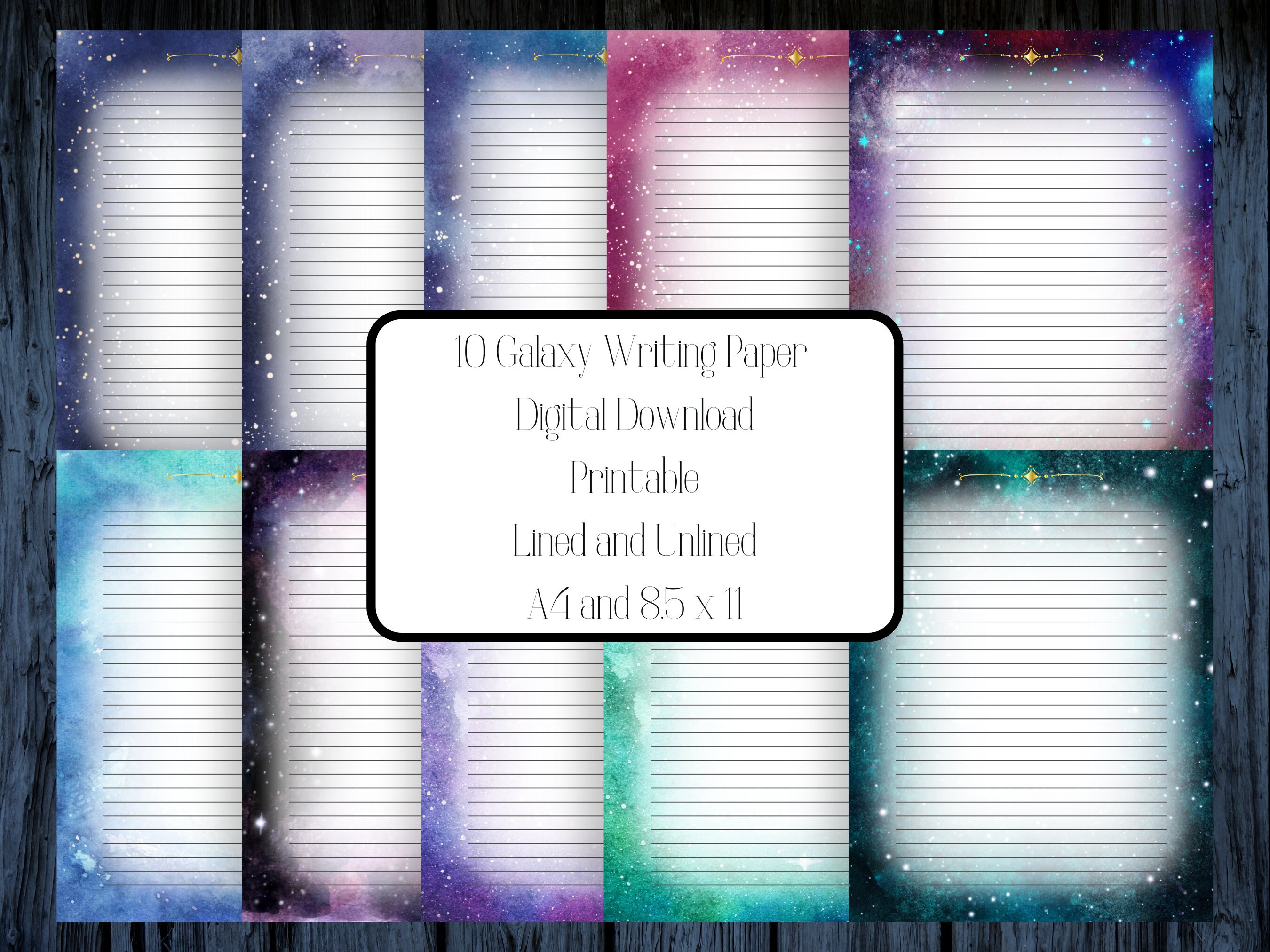 10 Printable Galaxy Writing Paper | Digital Download | Lined and ...