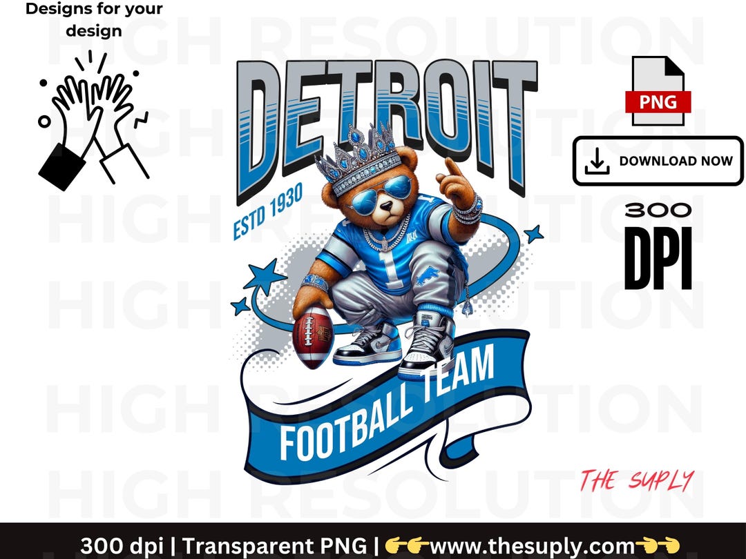Detroit Football Png, Gameday Gear, Sports Sublimation, Dtf Sports ...