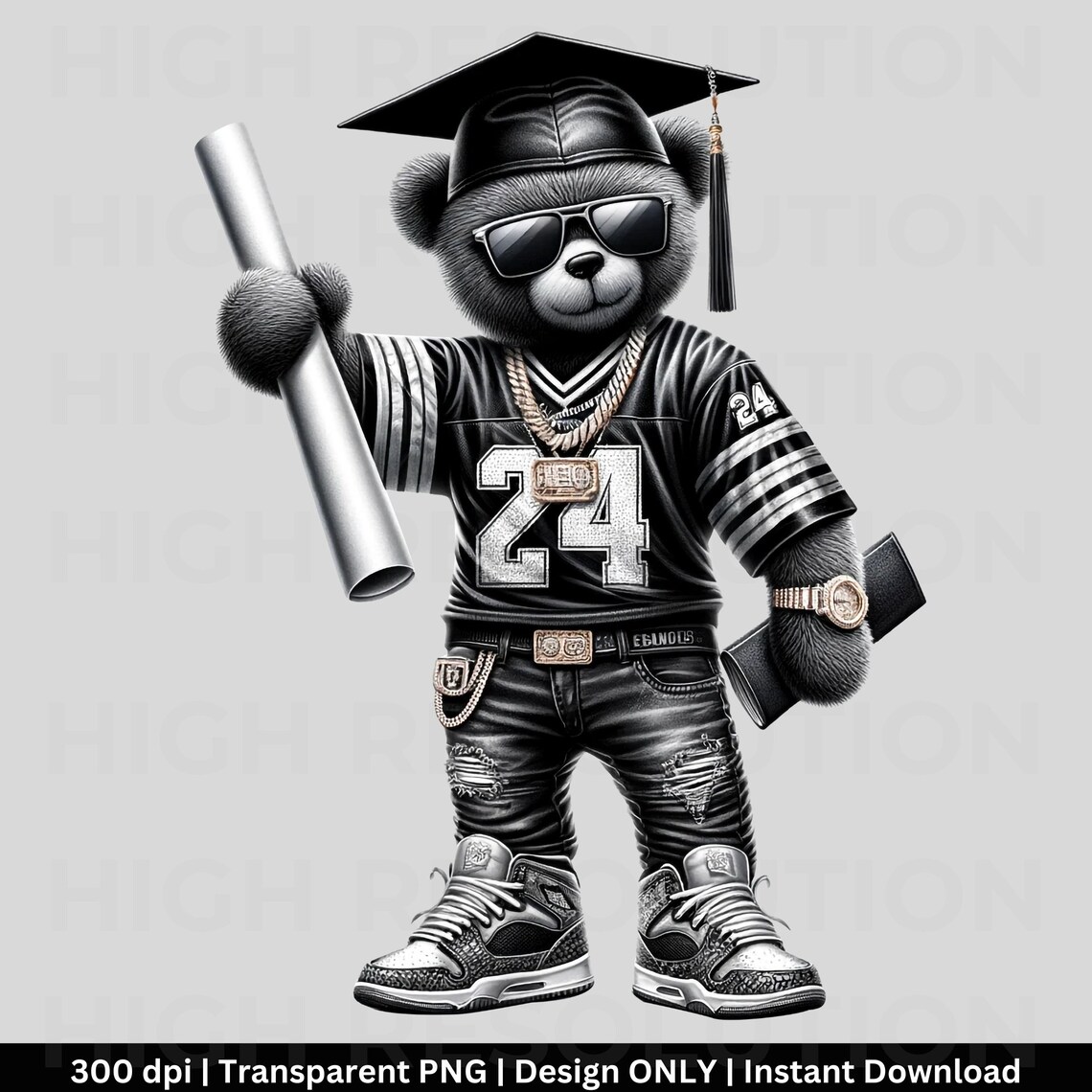 Black Graduation Bear Png, Bear Clip Art, Graduation Sublimation Teddy ...