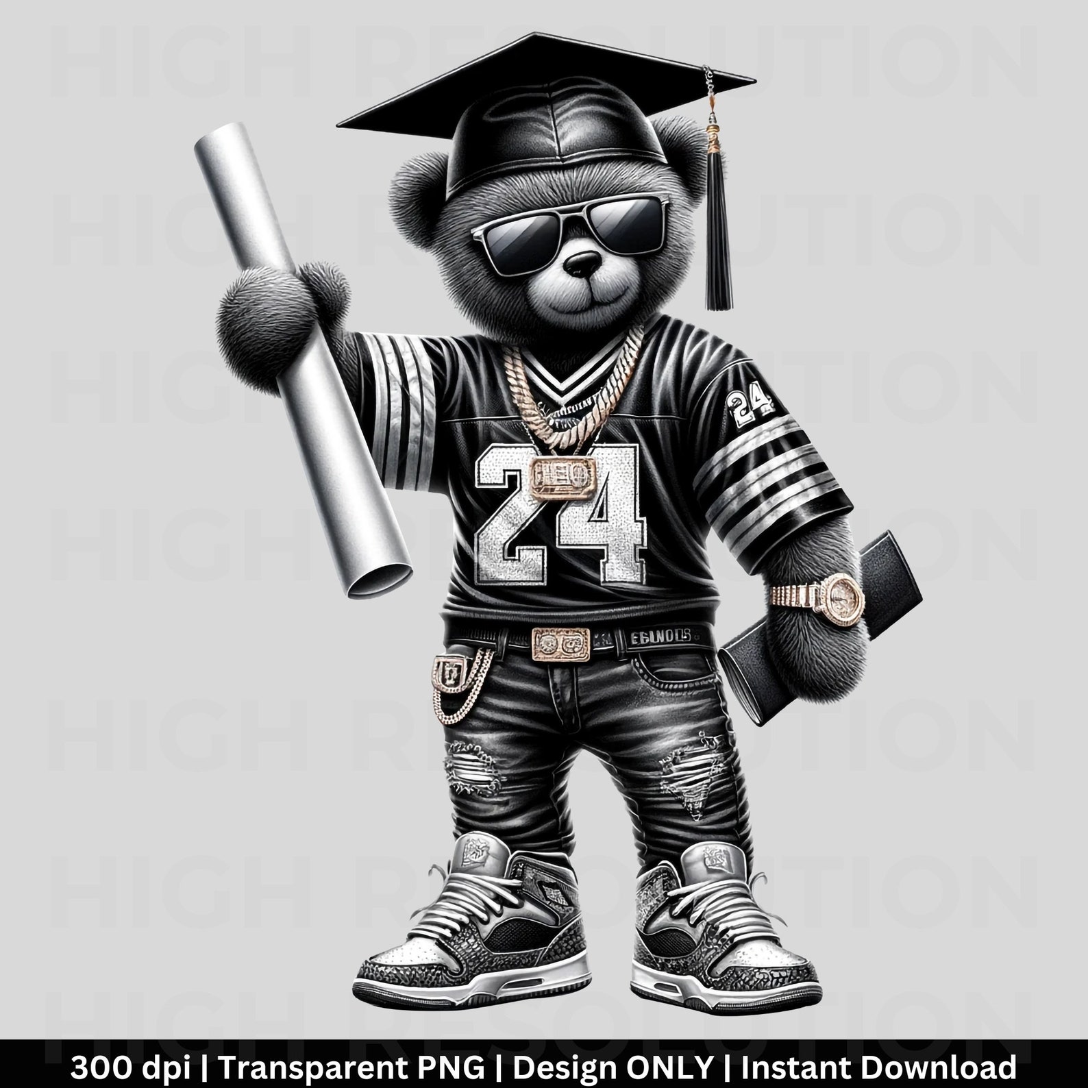 Black Graduation Bear Png, Bear Clip Art, Graduation Sublimation Teddy ...