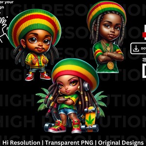Rasta Bundle PNG, Cartoon Jamaican Teens, Digital Download, Jamaica ...