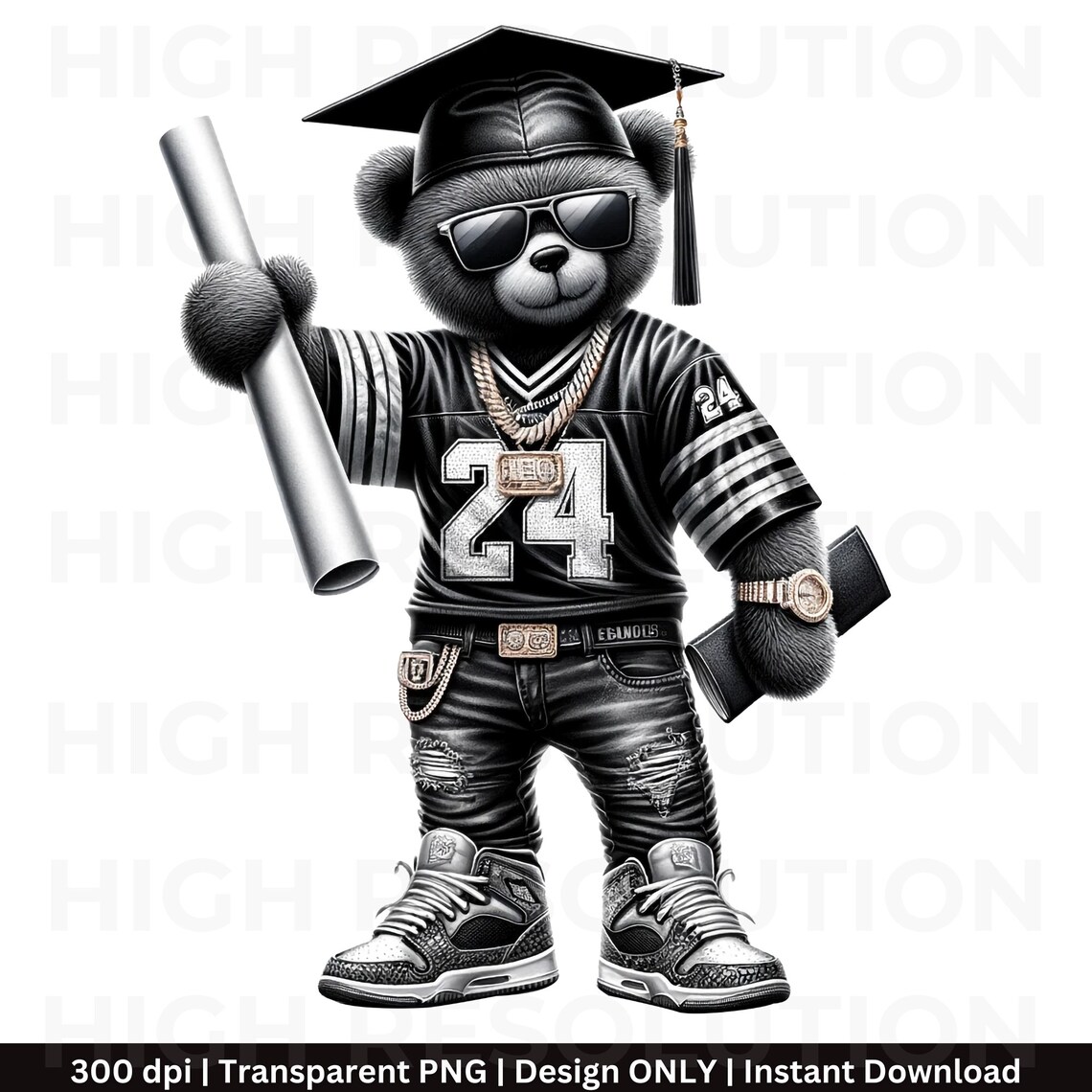 Black Graduation Bear Png, Bear Clip Art, Graduation Sublimation Teddy ...