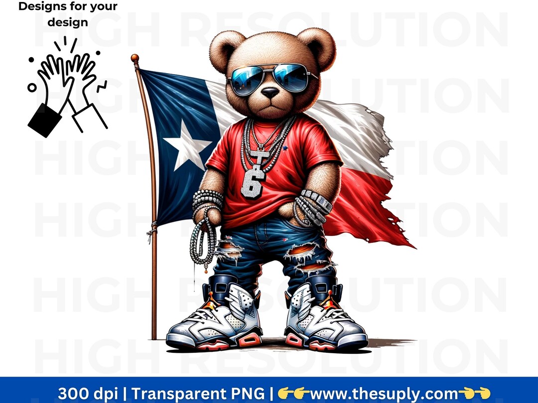 Texas Bear PNG, Texas Shirt, Texan Teddy Design, Graffiti Bear, Digital ...