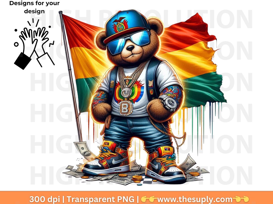 Bolivia Flag Teddy PNG, Cartoon Bear, Digital Download, Cool Bolivian ...