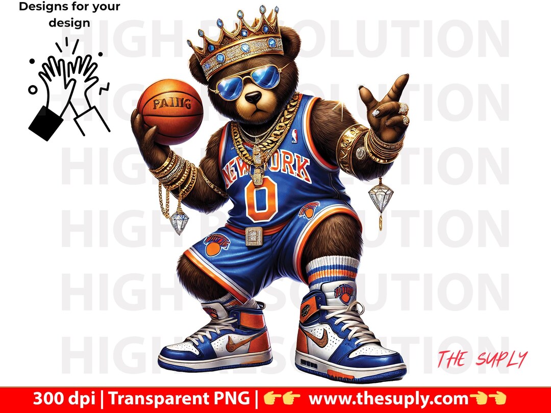 New York Basketball Teddy Bear PNG, Hip Hop Bear Digital Download ...