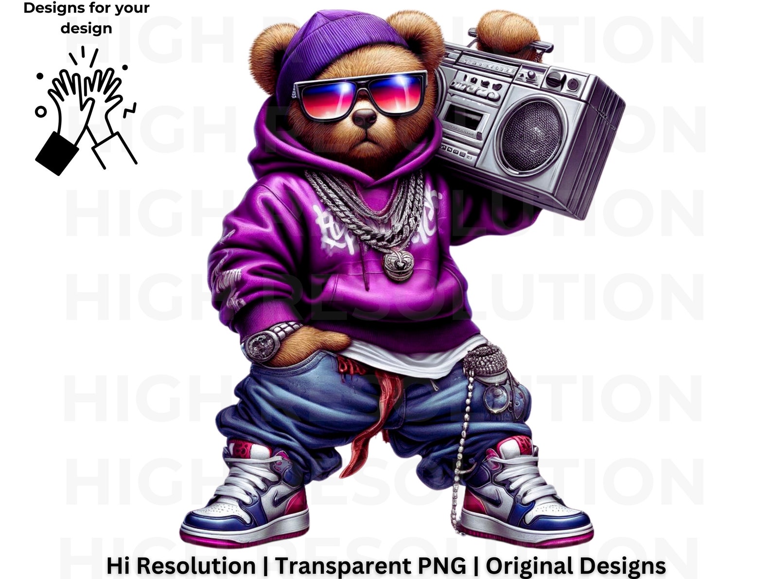 Boom Box Teddy PNG, Rapper Cartoon Bear, Graffiti Teddy Bear, Street ...
