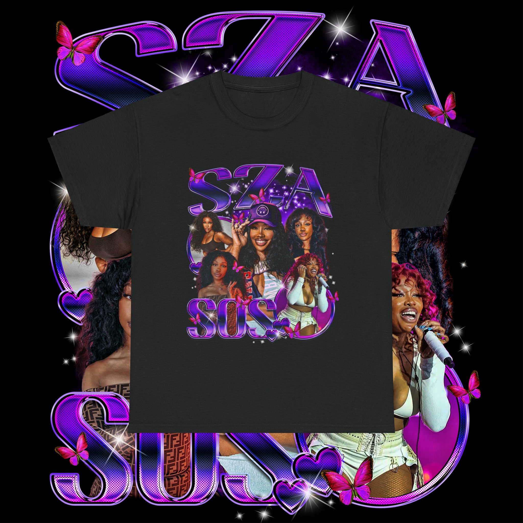 SZA Graphic Tee Shirt Purple Butterfly Vintage Bootleg Y2K Design - Etsy