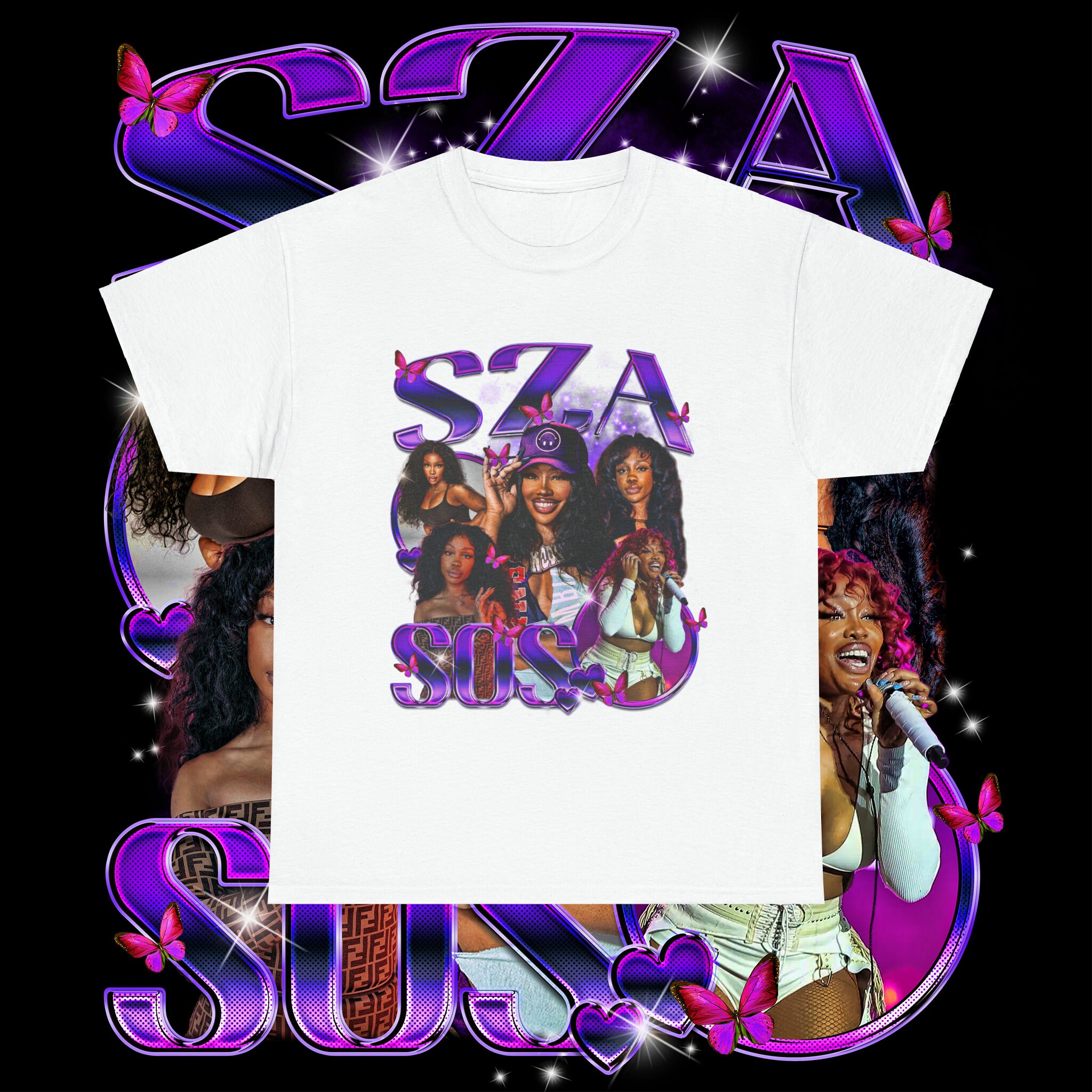 SZA Graphic Tee Shirt Purple Butterfly Vintage Bootleg Y2K Design - Etsy