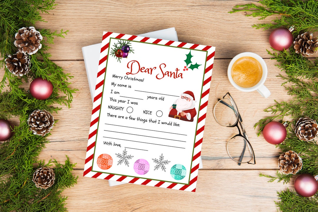 Printable Christmas Letter to Santa Editable Christmas Wish List Letter ...