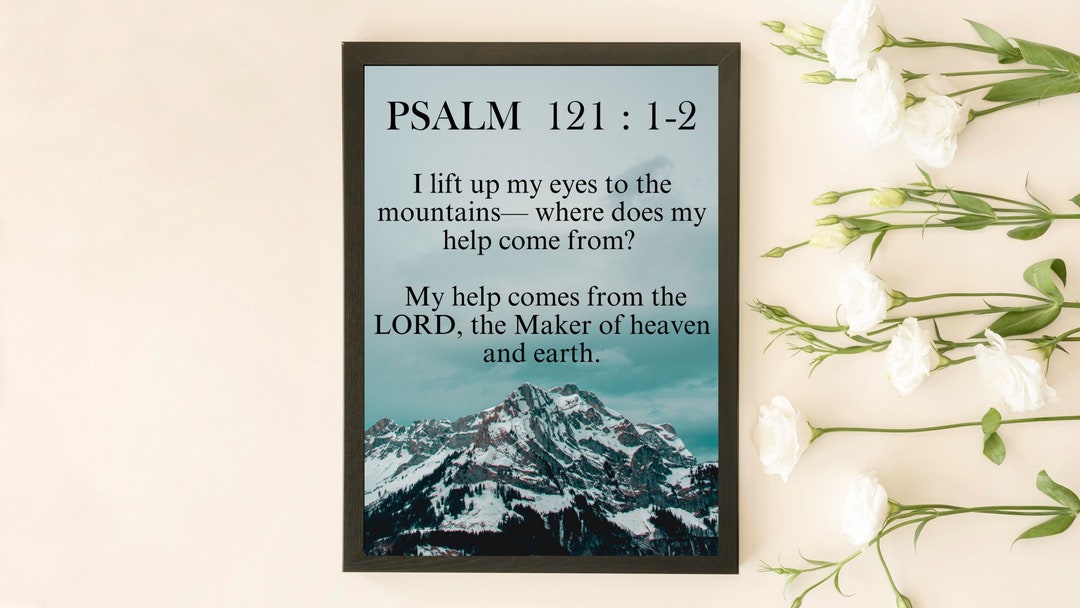 Psalm 121:1-2 Verse Mountain Sky Background Printable Wall Art ...