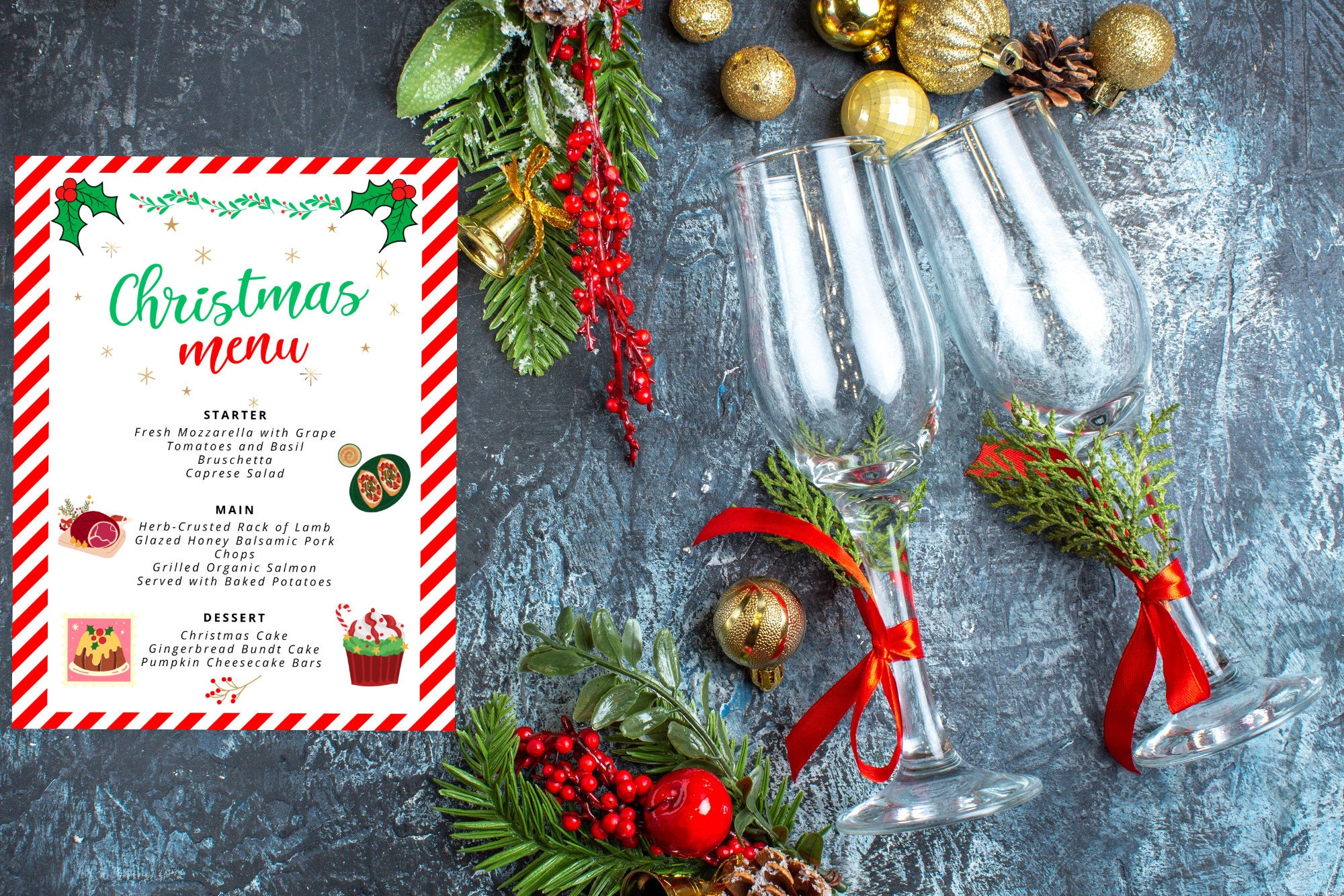 Menu de Noël modèle de menu de Noël téléchargement - Etsy France