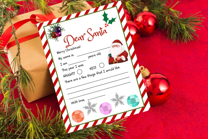Printable Christmas Letter to Santa Editable Christmas Wish List Letter ...