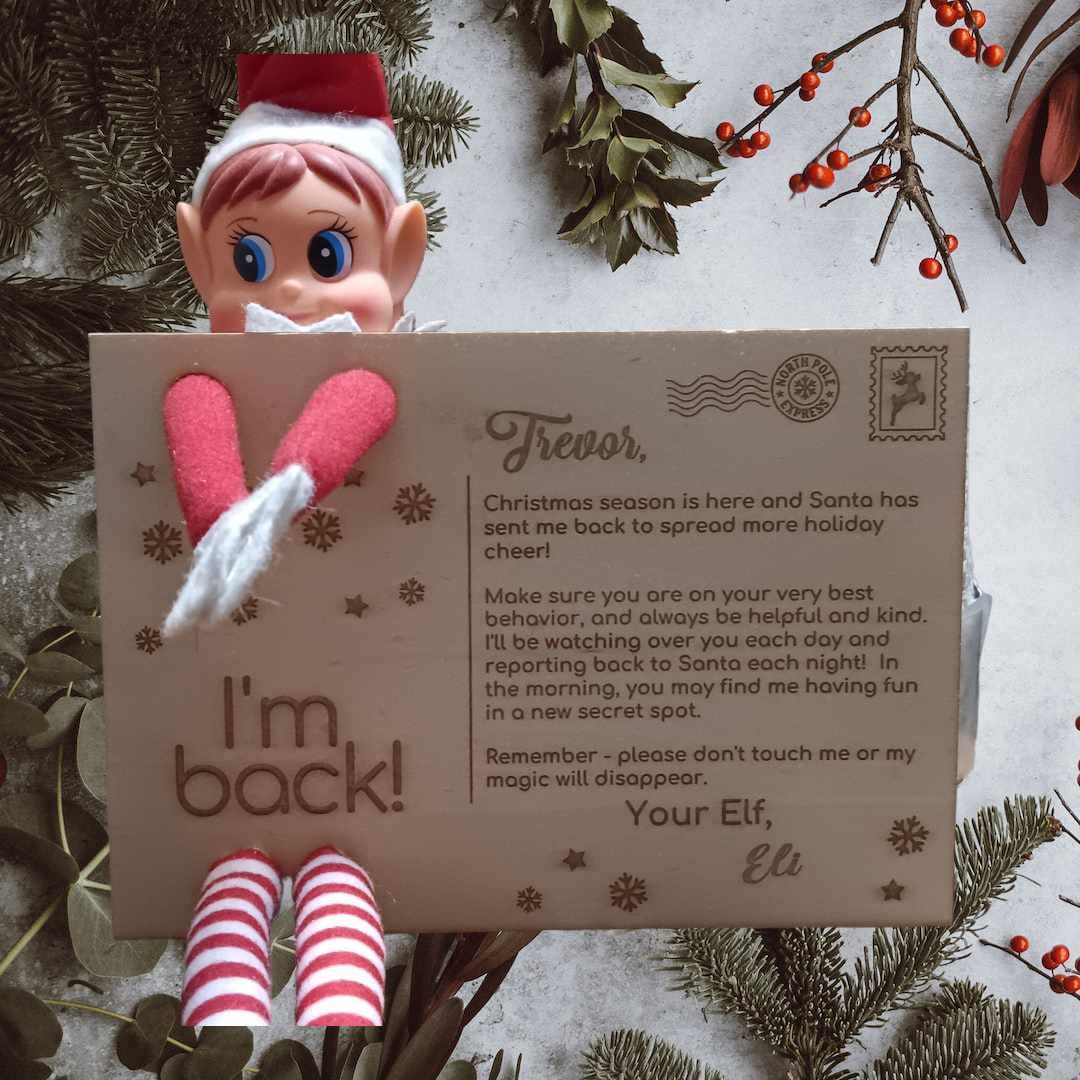 Arrival Elf Wooden Postcard, Wooden Post Card for Elf, Elf Tradition ...