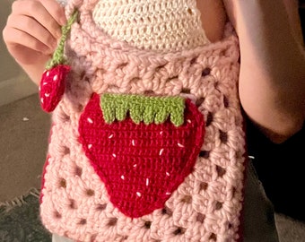 Strawberry Crochet Bag - Etsy