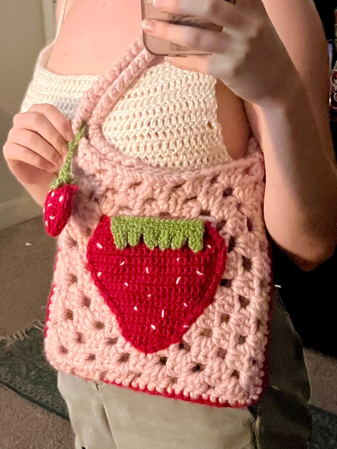 Strawberry Crochet Bag - Etsy