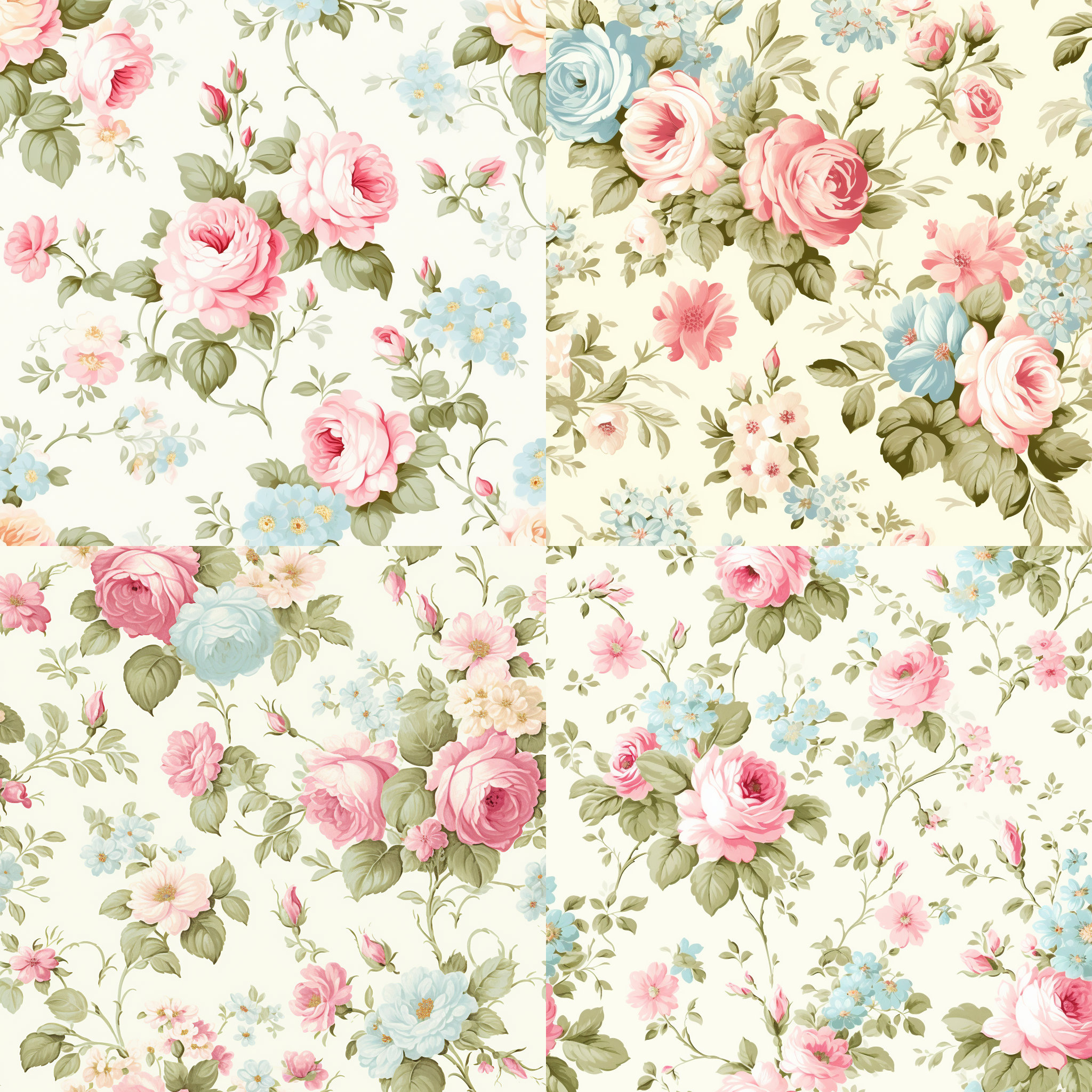 8 Seamless Vintage French Wallpaper Patterns - Digital Paper - Instant ...