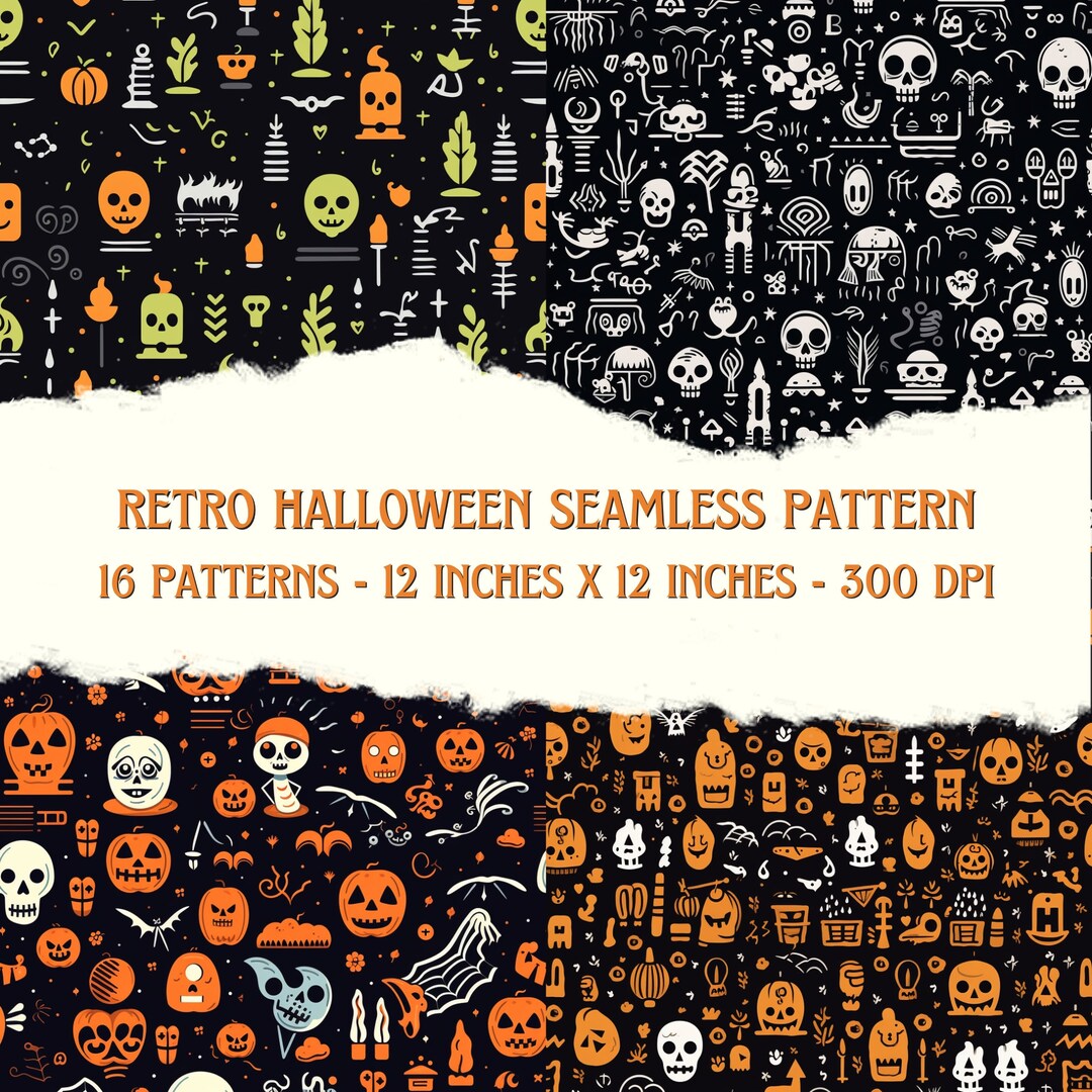 16 Seamless HALLOWEEN Themed Patterns - Ultimate Bundle - Digital Paper ...