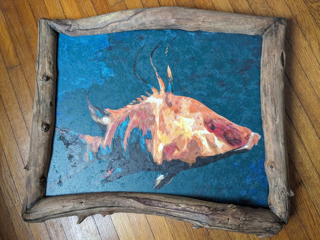 16x20 Frame Opening Beach House Decor Fish Print Driftwood Frame Lake ...
