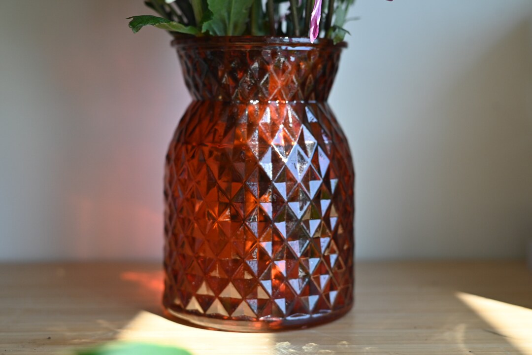 Vintage Colored Glass Vase | Burgundy - Etsy