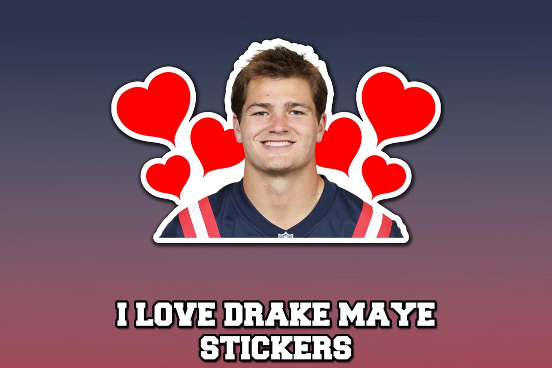 NFL Drake Maye Hearts Sticker New England Patriots Waterproof Vinyl ...