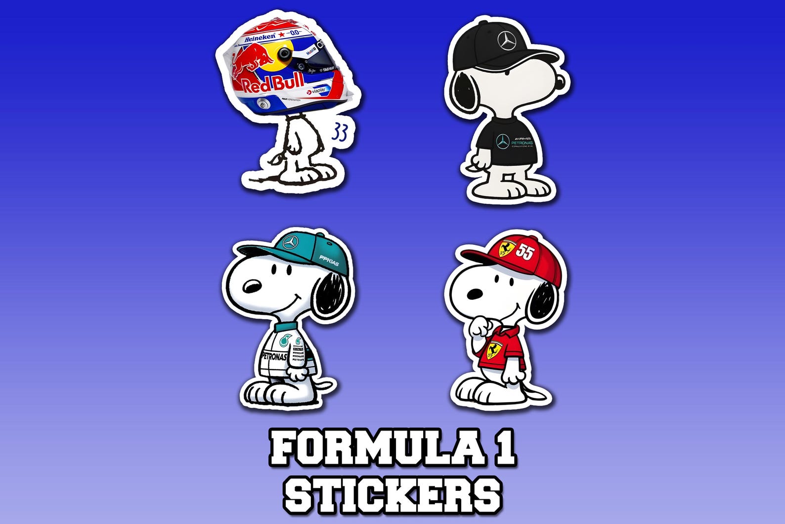 Formula One Stickers Snoopy Stickers F1 Stickers F1 Decals F1 Gift ...
