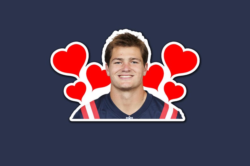 NFL Drake Maye Hearts Sticker New England Patriots Waterproof Vinyl ...