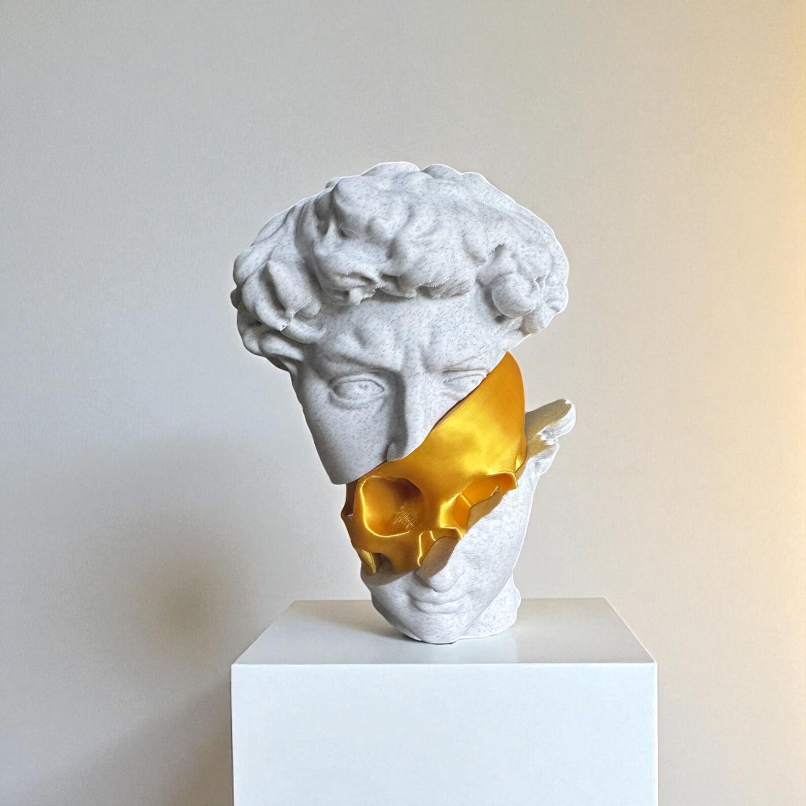Shattered Beauty Sculpture: Gilded Skull Bust, Modern Surreal Art - Etsy