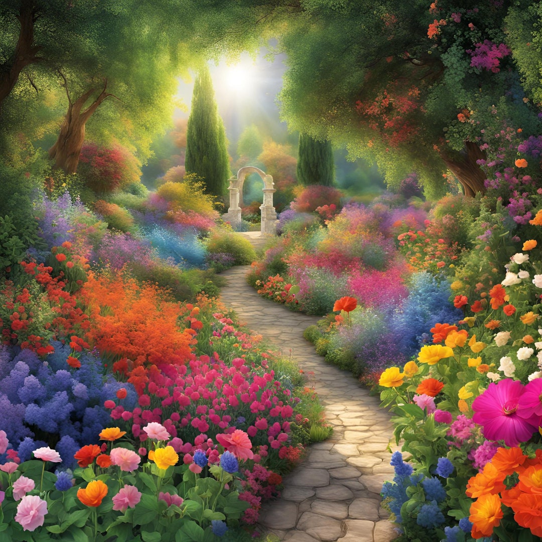 AI Generated Abstract Art - Creation Inspired Gardens - Multi-coloured ...