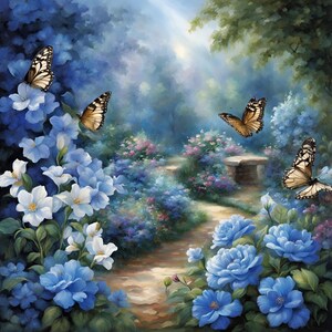 AI Generated Abstract Art Creation Inspired Gardens Blue - Etsy