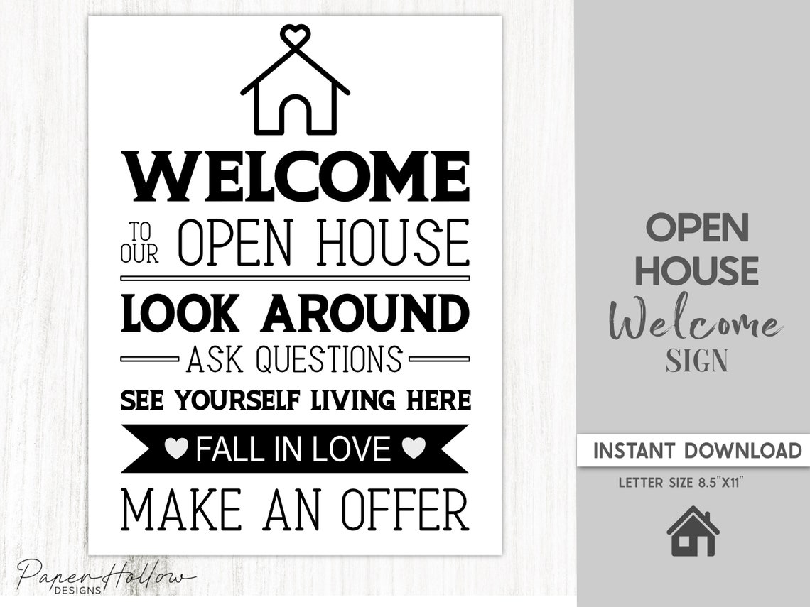 Open House Welcome Sign, Open House Welcome, Real Estate Marketing ...