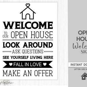 Open House Welcome Sign, Open House Welcome, Real Estate Marketing ...