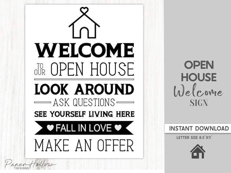 Open House Welcome Sign, Open House Welcome, Real Estate Marketing ...