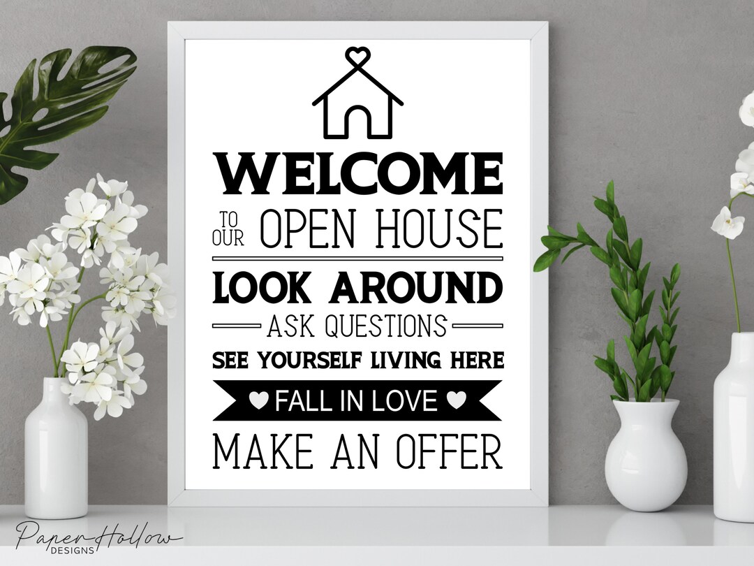 Open House Welcome Sign, Open House Welcome, Real Estate Marketing ...
