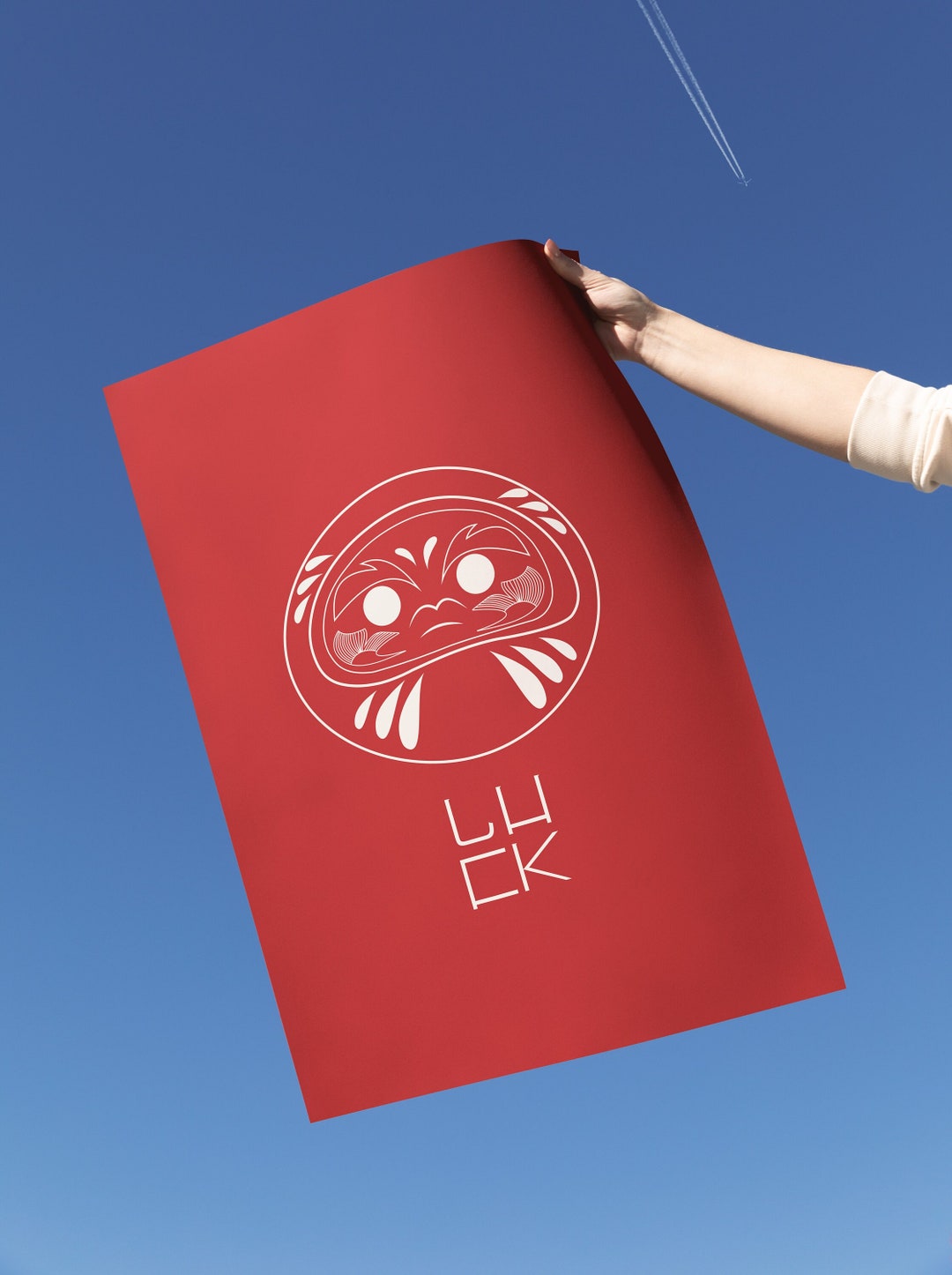 Japanese Daruma Doll Poster in Redpositive Linear Printable - Etsy