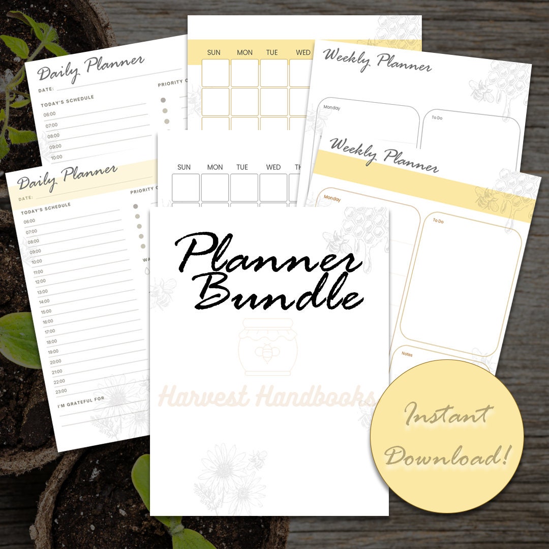 Printable Planner Bundle, Daily Planner, Weekly Planner, Monthly ...