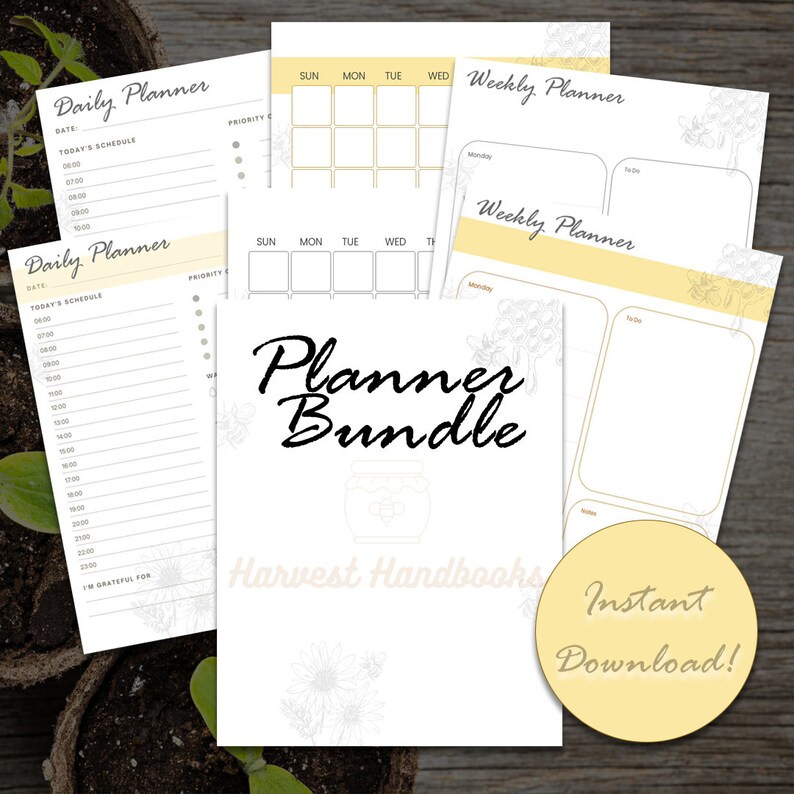Printable Planner Bundle, Daily Planner, Weekly Planner, Monthly ...