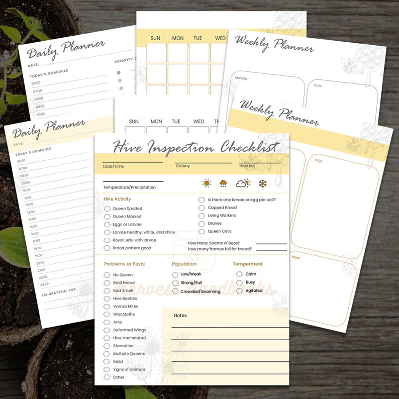 Beehive Inspection Sheets | Printable Beekeeping Logbook Pages ...