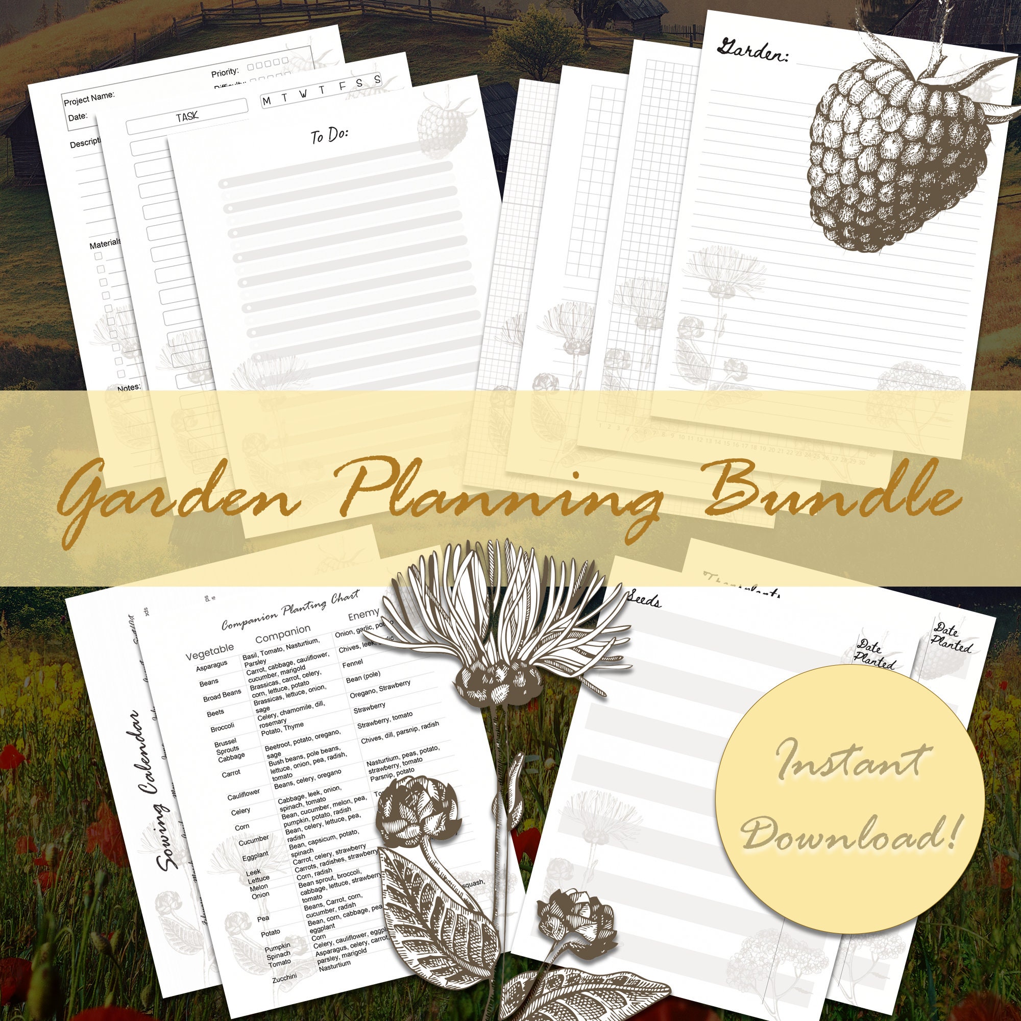 Companion Planting Garden Plot Planner, Garden Planner Bundle With ...