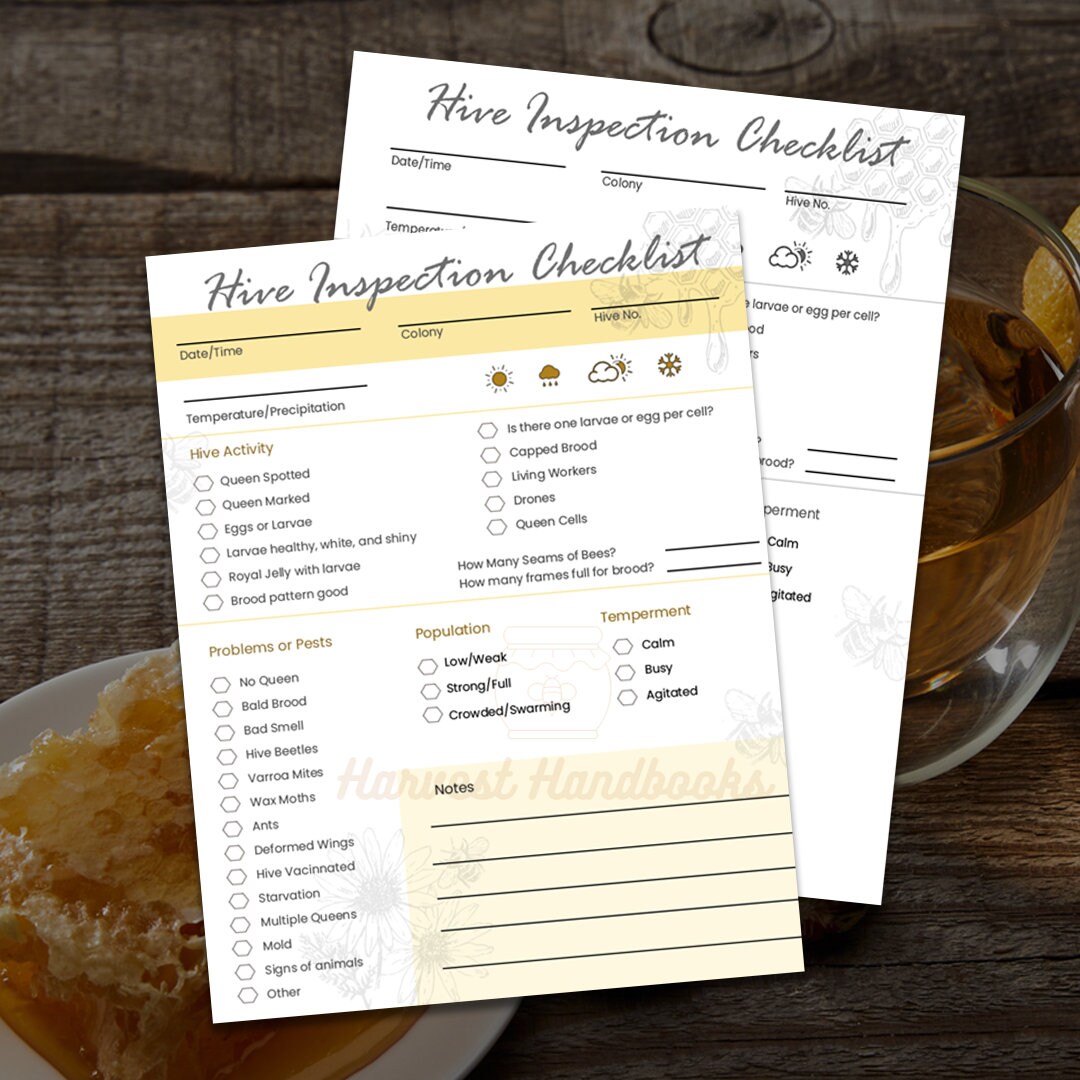 Beehive Inspection Sheets | Printable Beekeeping Logbook Pages ...