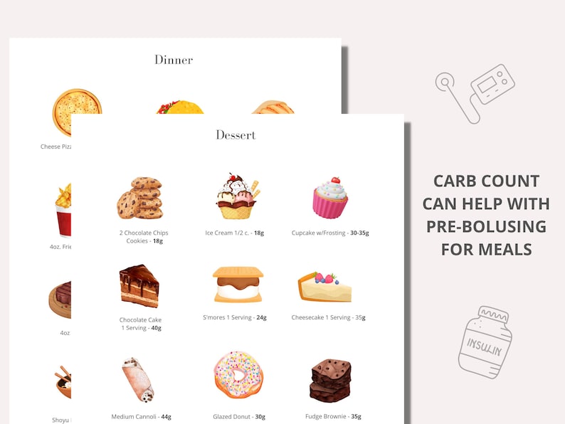 T1D Kids Meal Planner, Carb Count Guide (PDF Download) - Etsy