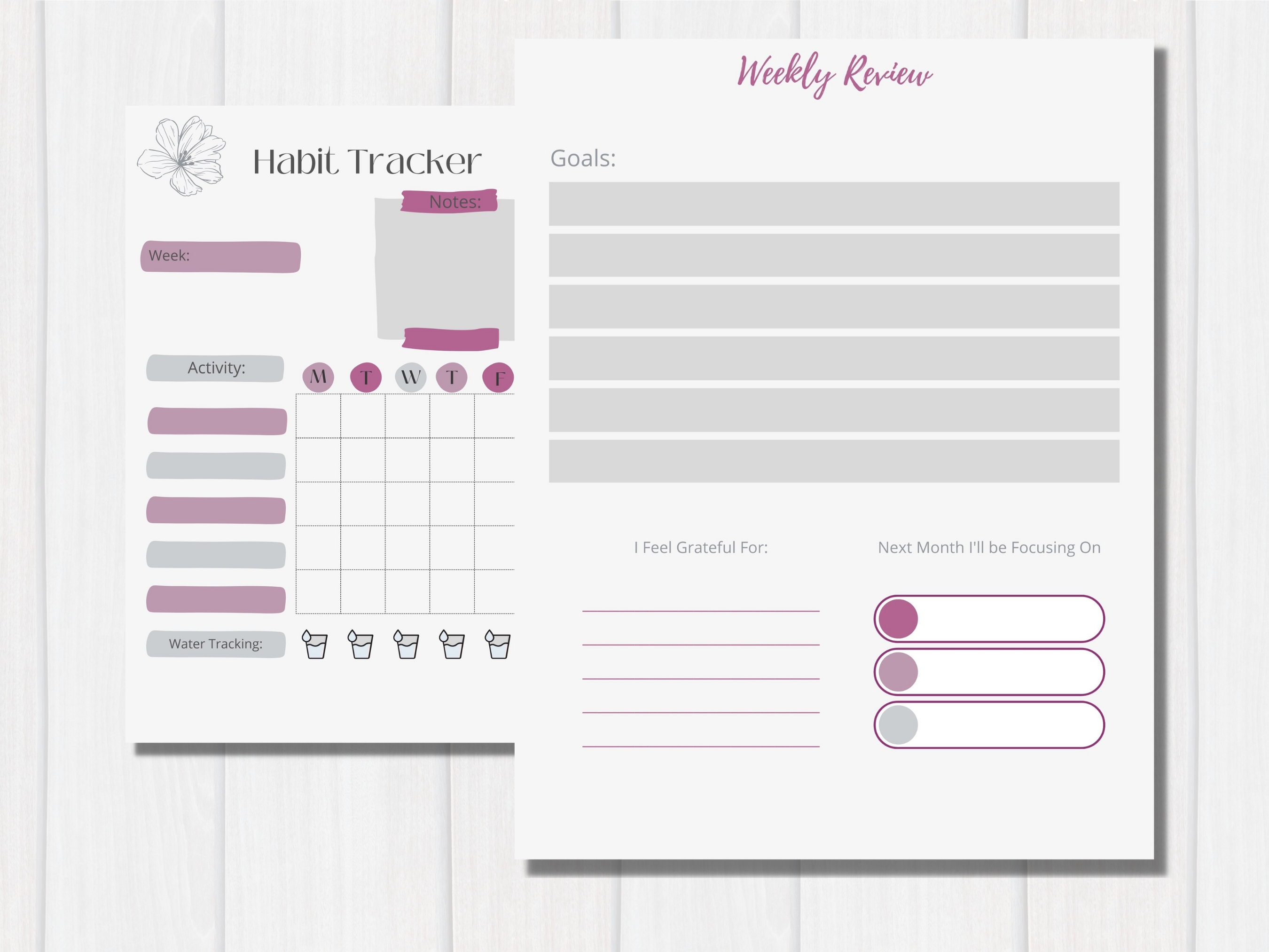 Printable Habit Tracker, Wellness Tracker, Fitness Journal, Self ...