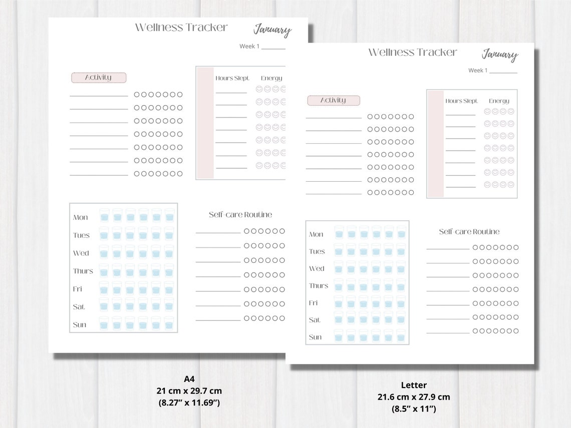 Printable Wellness Tracker, Activity Tracker, Health Tracker, Daily ...