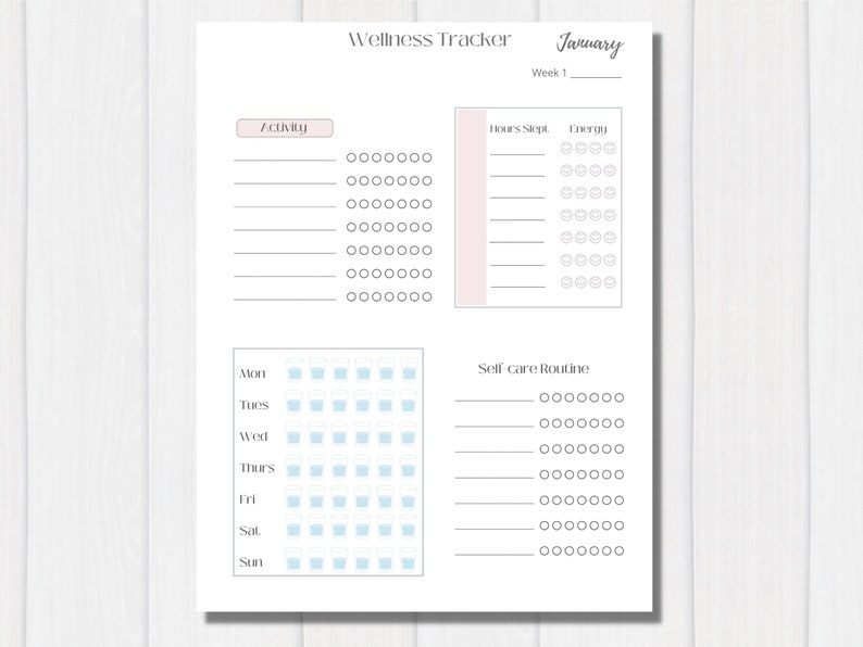 Printable Wellness Tracker, Activity Tracker, Health Tracker, Daily ...