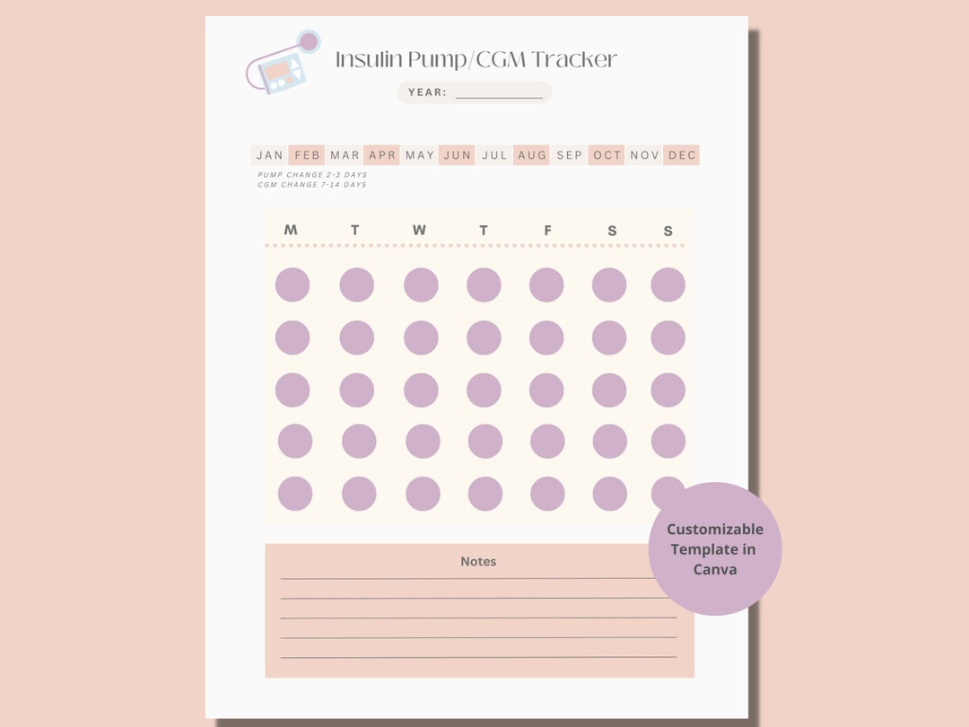 Insulin Pump Tracker CGM Tracker CGM Log Diabetes Device - Etsy