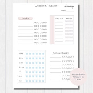 Printable Wellness Tracker, Activity Tracker, Health Tracker, Daily ...
